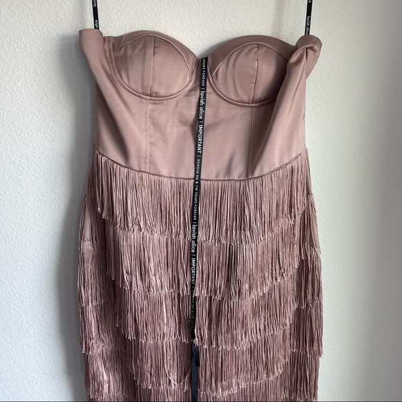 Lavish Alice | Dresses | Lavish Alice Satin Corset Fringe Midi Dress In ...